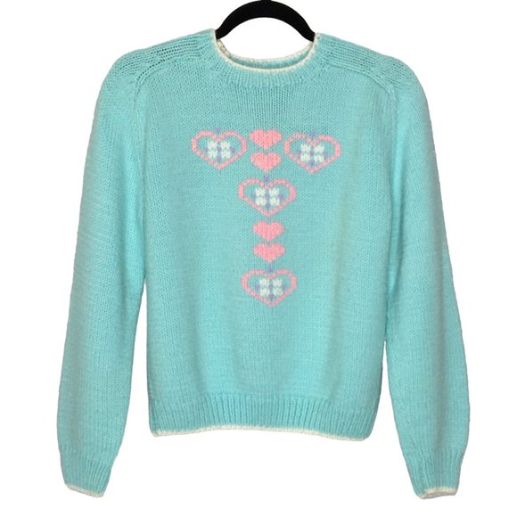 Vintage | Sweaters | Vintage 6s Blue Sweater 960s Pastel Embroidered ...